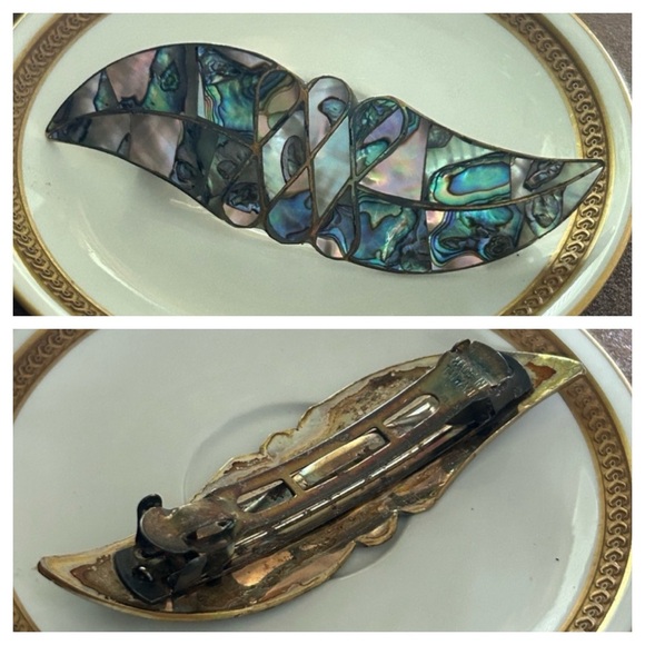 Vintage | Accessories | Vintage Alpaca Abalone Shell Inlay Hair ...